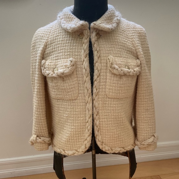 Jackets & Coats | Chanel Beige Tweed Skirt Suit Neutral Tones Good ...